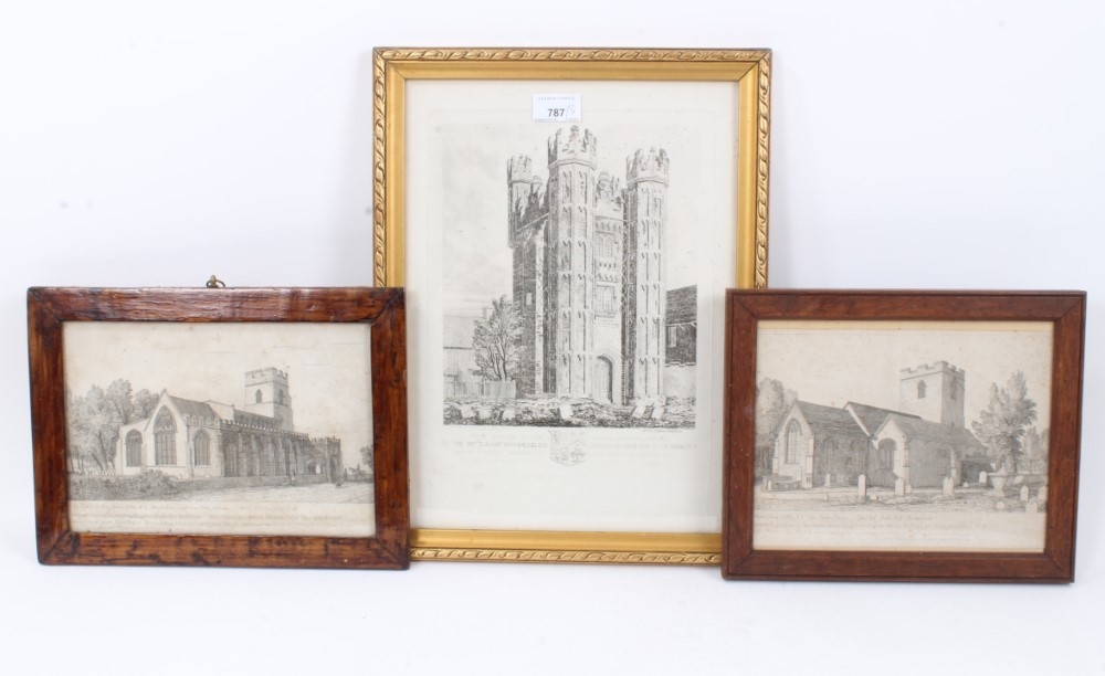 Henry Davy | Hadleigh deanery tower and two similar framed engravings of local churches (19th ...