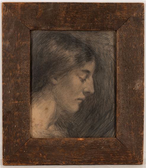Pre-Raphaelite School | pencil sketch of the head of a girl | MutualArt