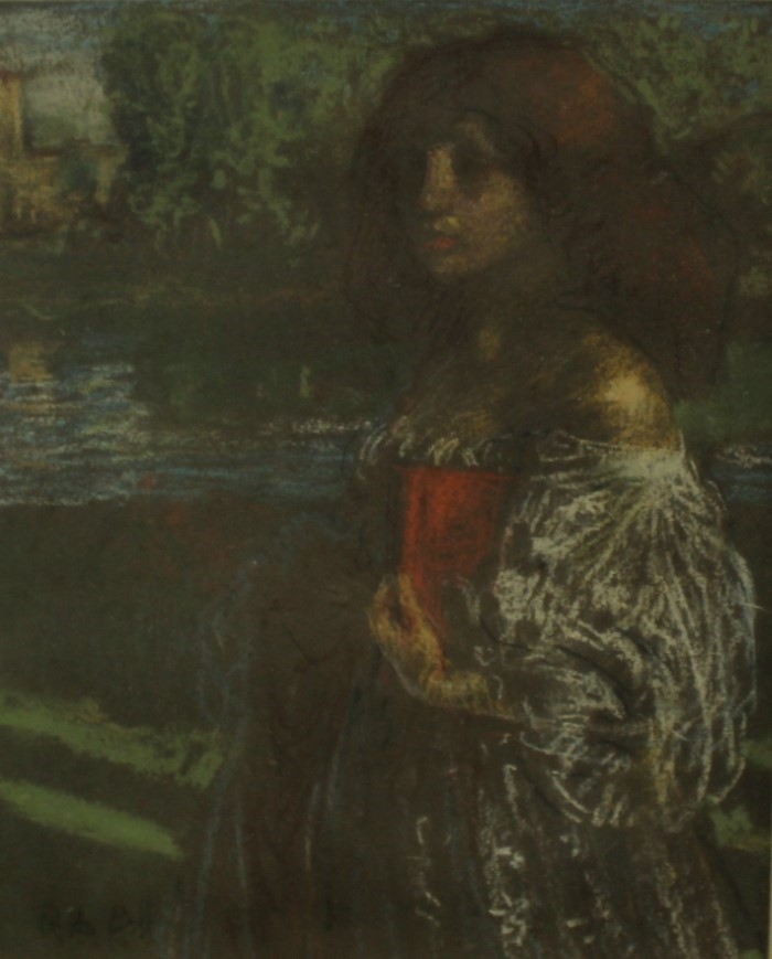 Robert Anning Bell | Female figure before a church | MutualArt