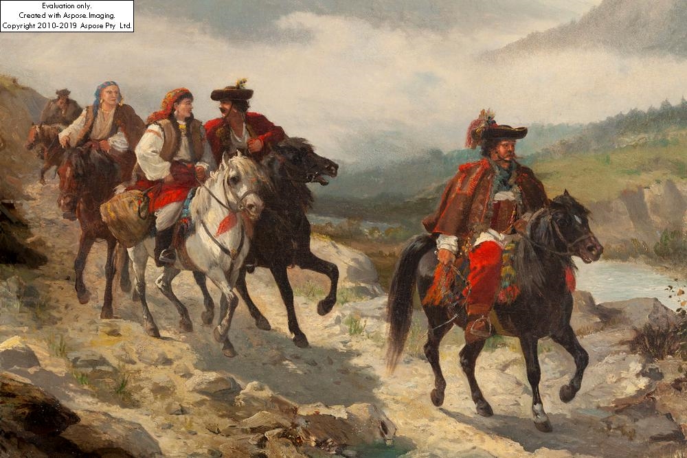 Jozef Jaroszynski | Huculi w dolinie (1918) | MutualArt