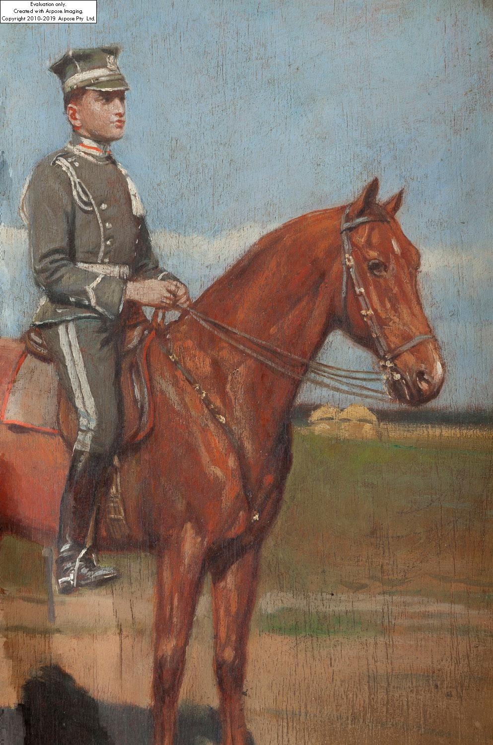 Antoni Piotrowski | Wojskowy na koniu | MutualArt