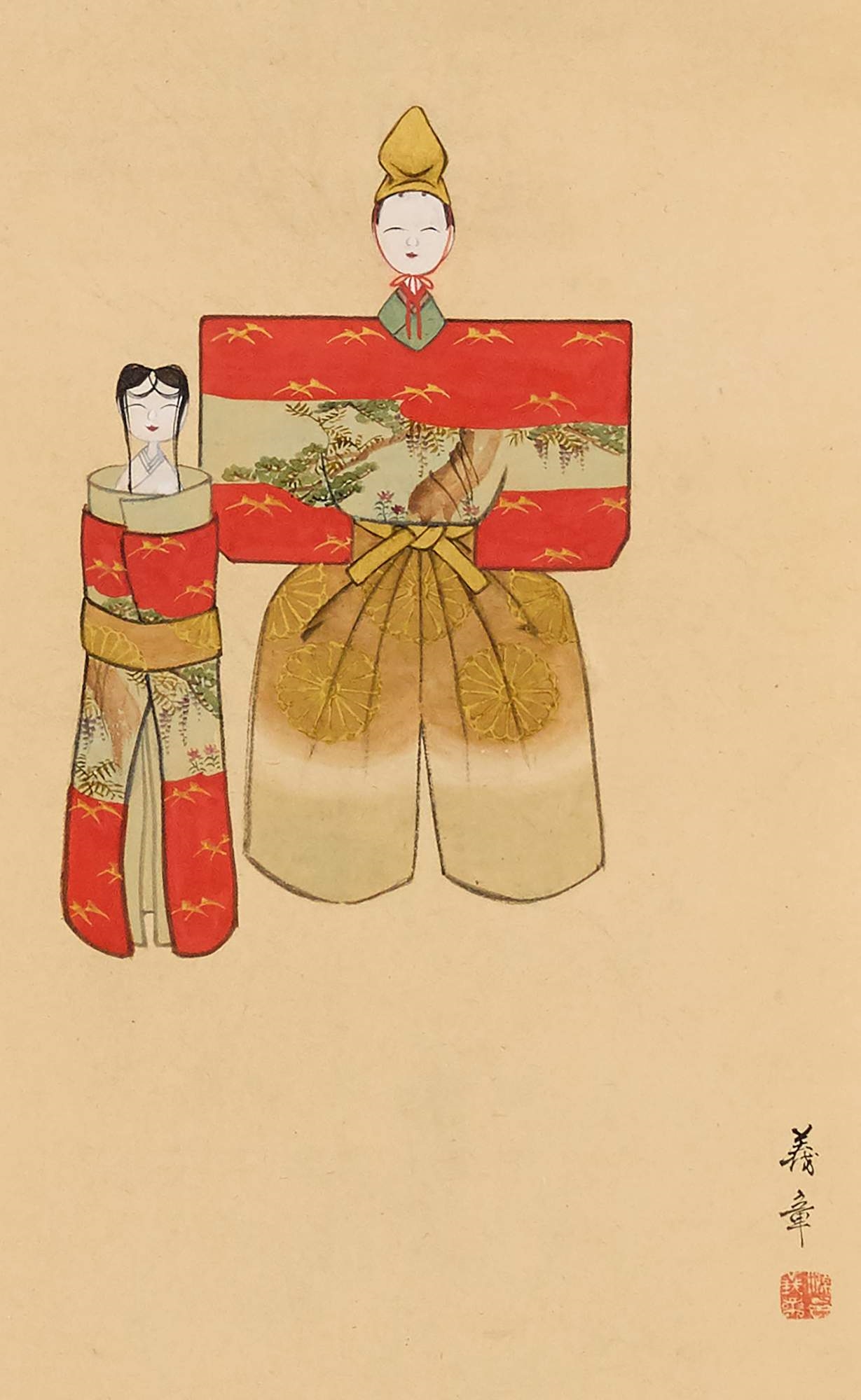 Rengetsu Otagaki | Standing Hina Dolls ( Tachibina zu ) | MutualArt