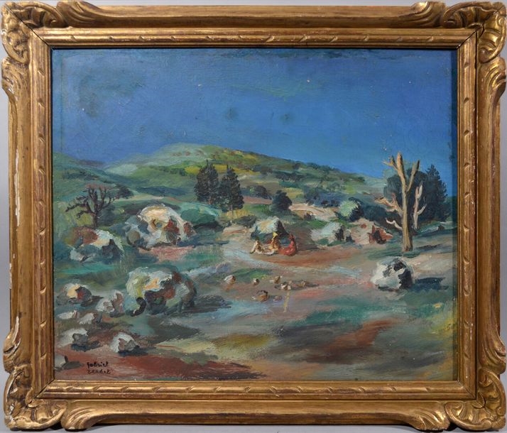 Gabriel Zendel | Personnages assis dans une vallée rocheuse | MutualArt