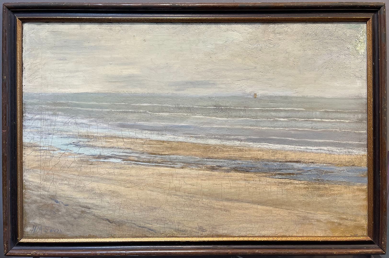 Savry Henri / Hendrik Martinus | Einsame Meeresküste mit Segelboot in ...