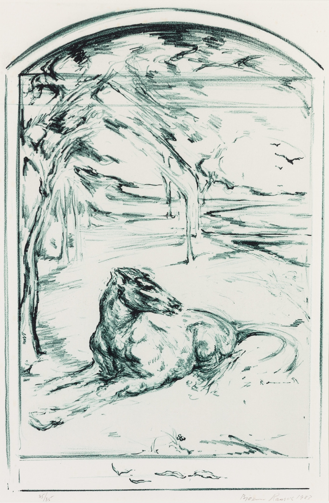 Bjørn Ransve | Liggende hest (1983) | MutualArt