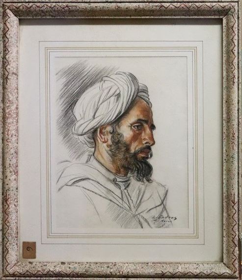 Louis John Endres | Portrait d’un berbère au turban blanc | MutualArt