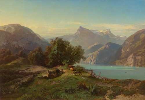 Friedrich Zimmermann | Resting by a mountain lake | MutualArt