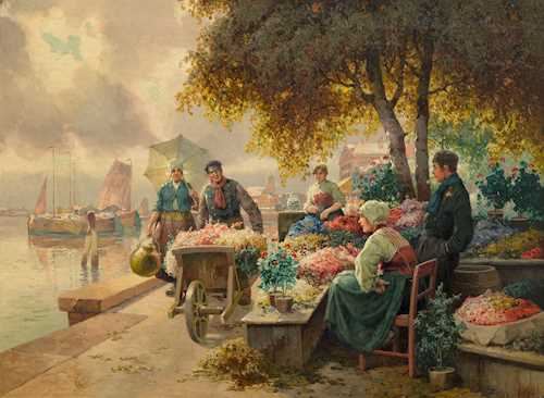 Rudolf Alfred Höger | At the flower market | MutualArt