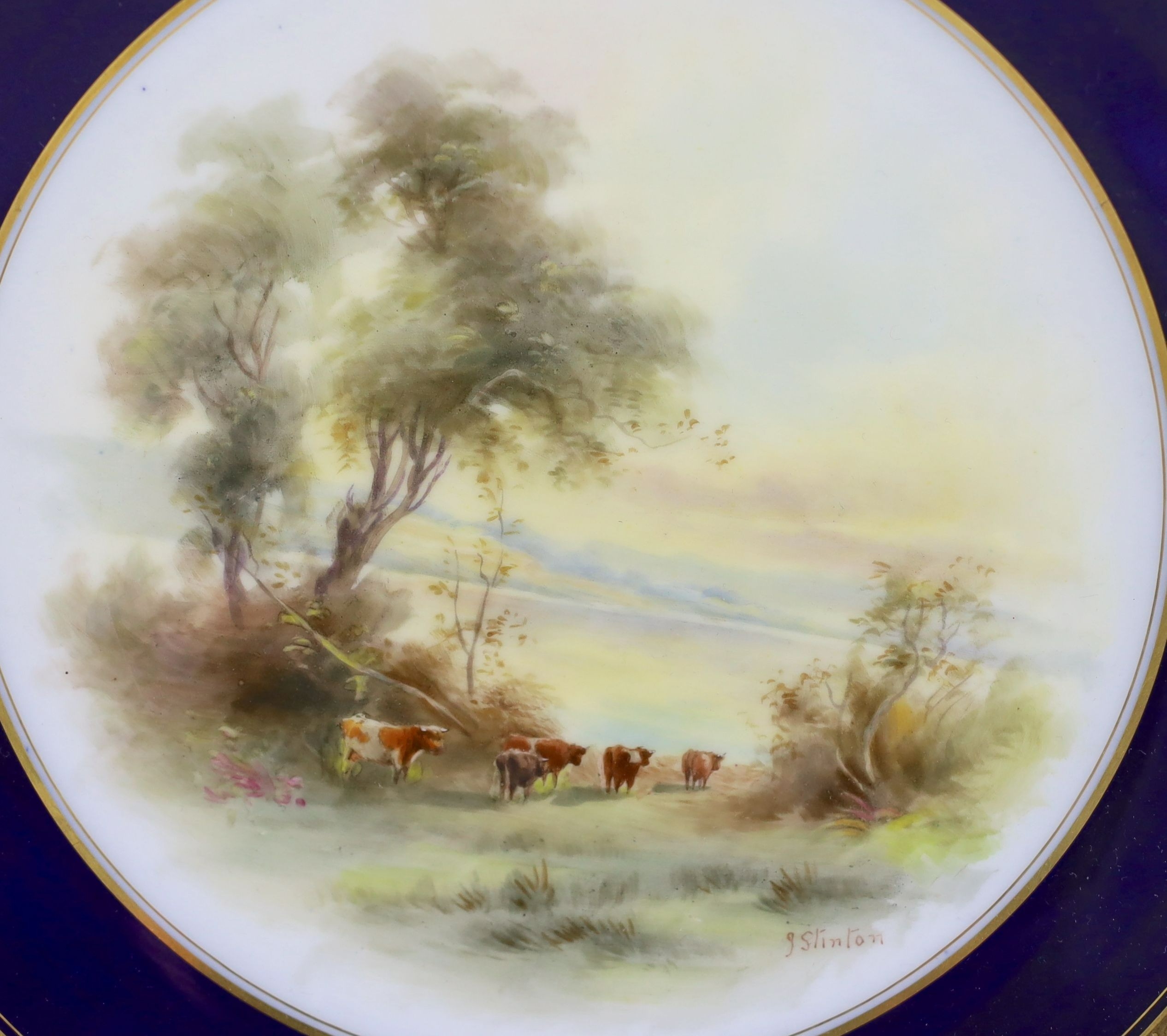 Harry Stinton | Two Royal Worcester Stinton painted ‘cattle at dusk ...