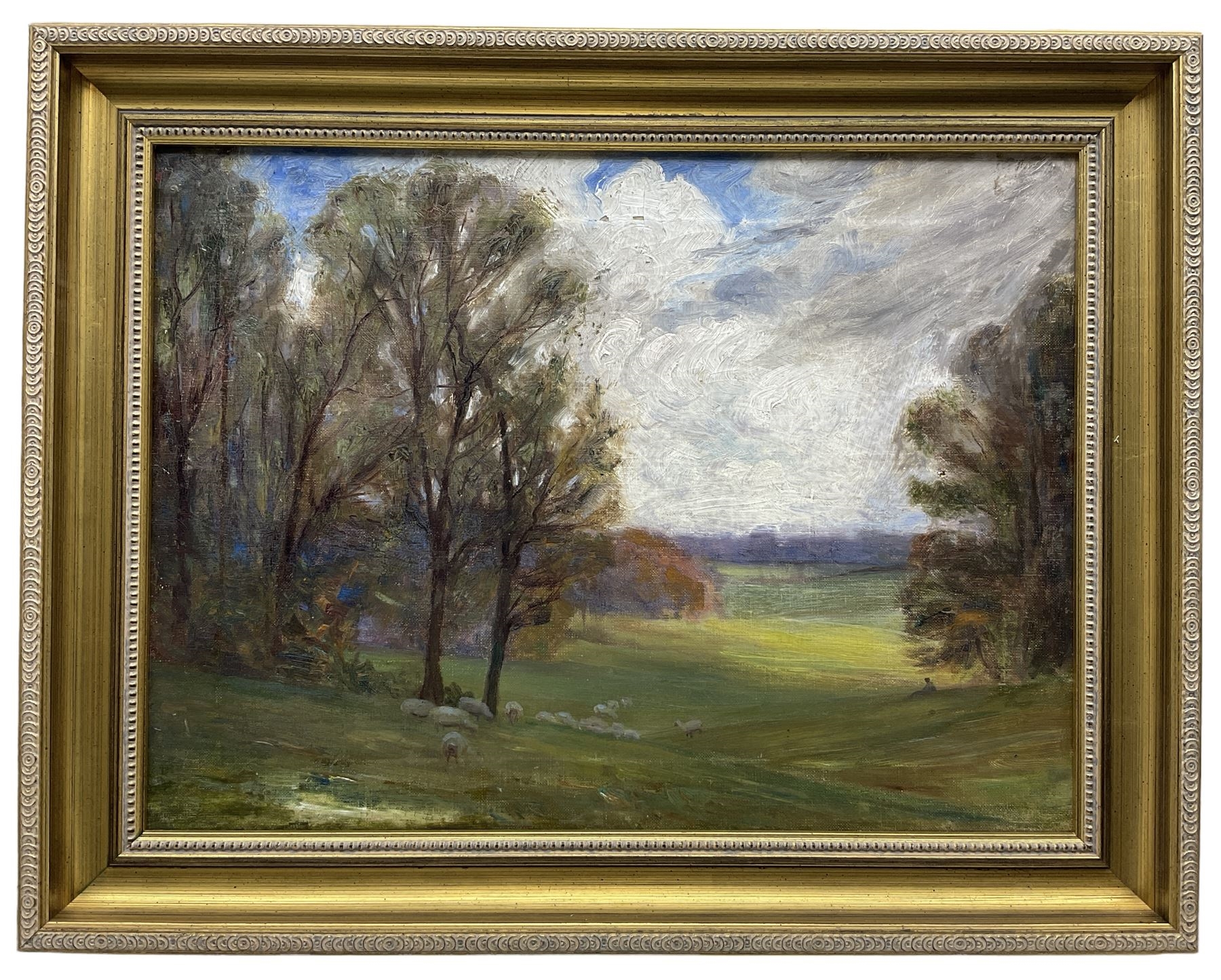 Owen Baxter Morgan | Sheep Grazing in an Open Rural Landscape | MutualArt