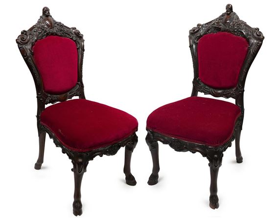 Arthur Jones | A pair of rare and important Irish bog yew salon chairs ...