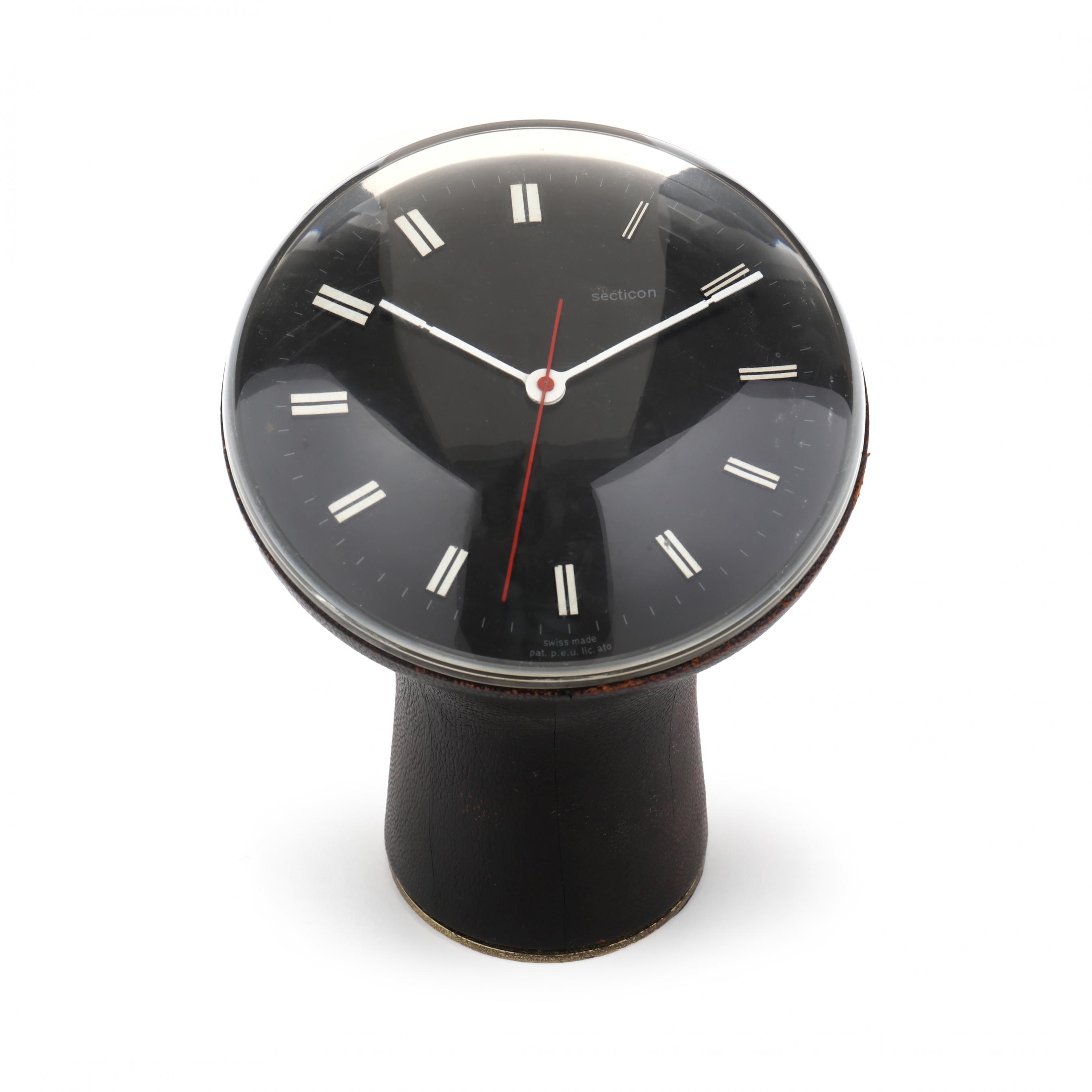 Angelo Mangiarotti | Secticon Leather Table Clock | MutualArt