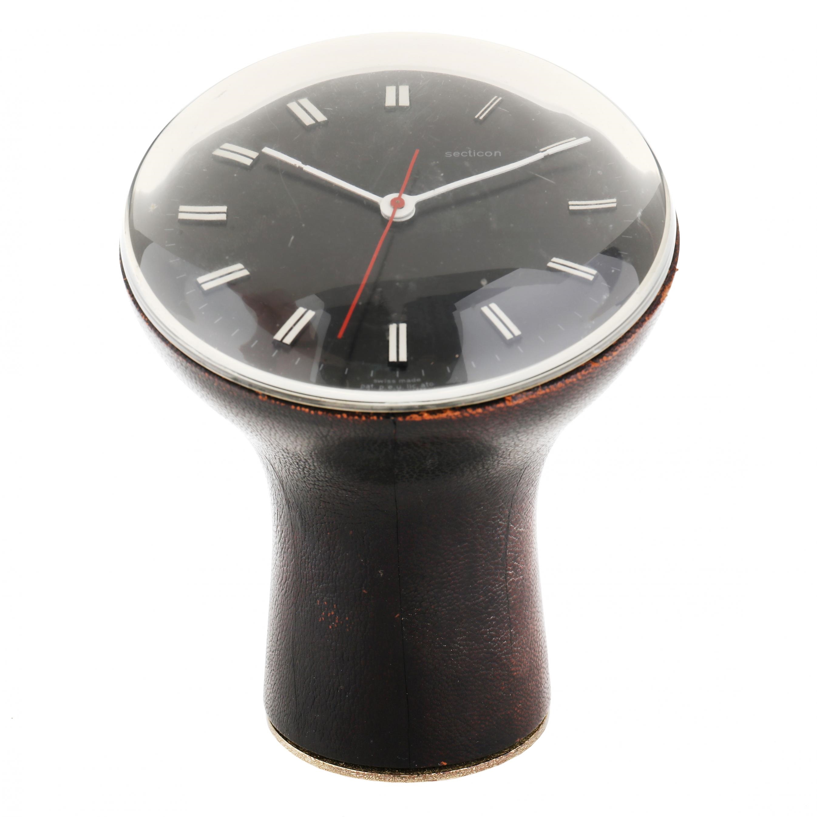 Angelo Mangiarotti | Secticon Leather Table Clock | MutualArt