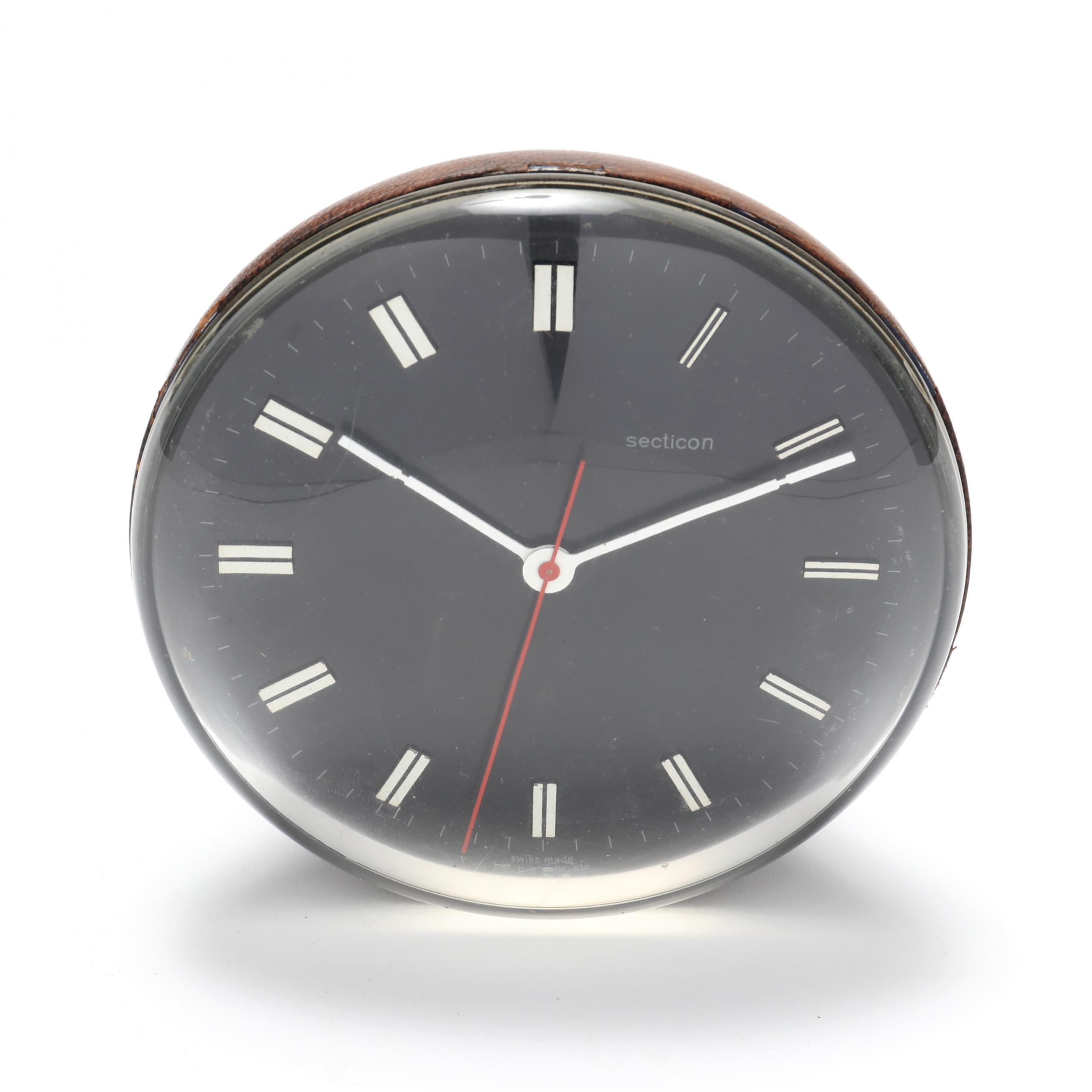 Angelo Mangiarotti | Secticon Leather Table Clock | MutualArt