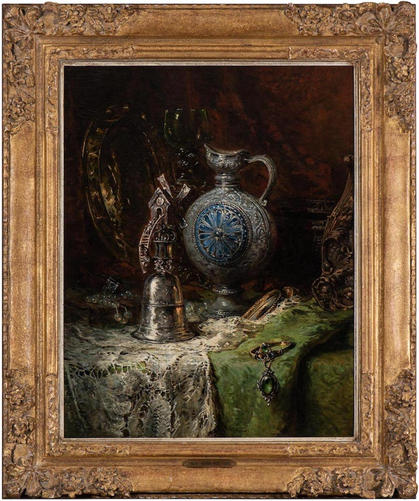 Maria Vos | Still life with windmill cup, jug and wine glass (1887 ...
