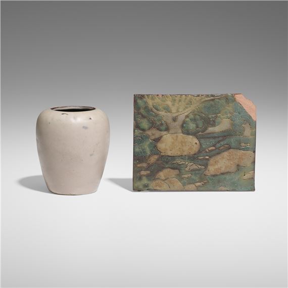 Frederick Hurten Rhead | Vase and tile (1914 - 1917) | MutualArt