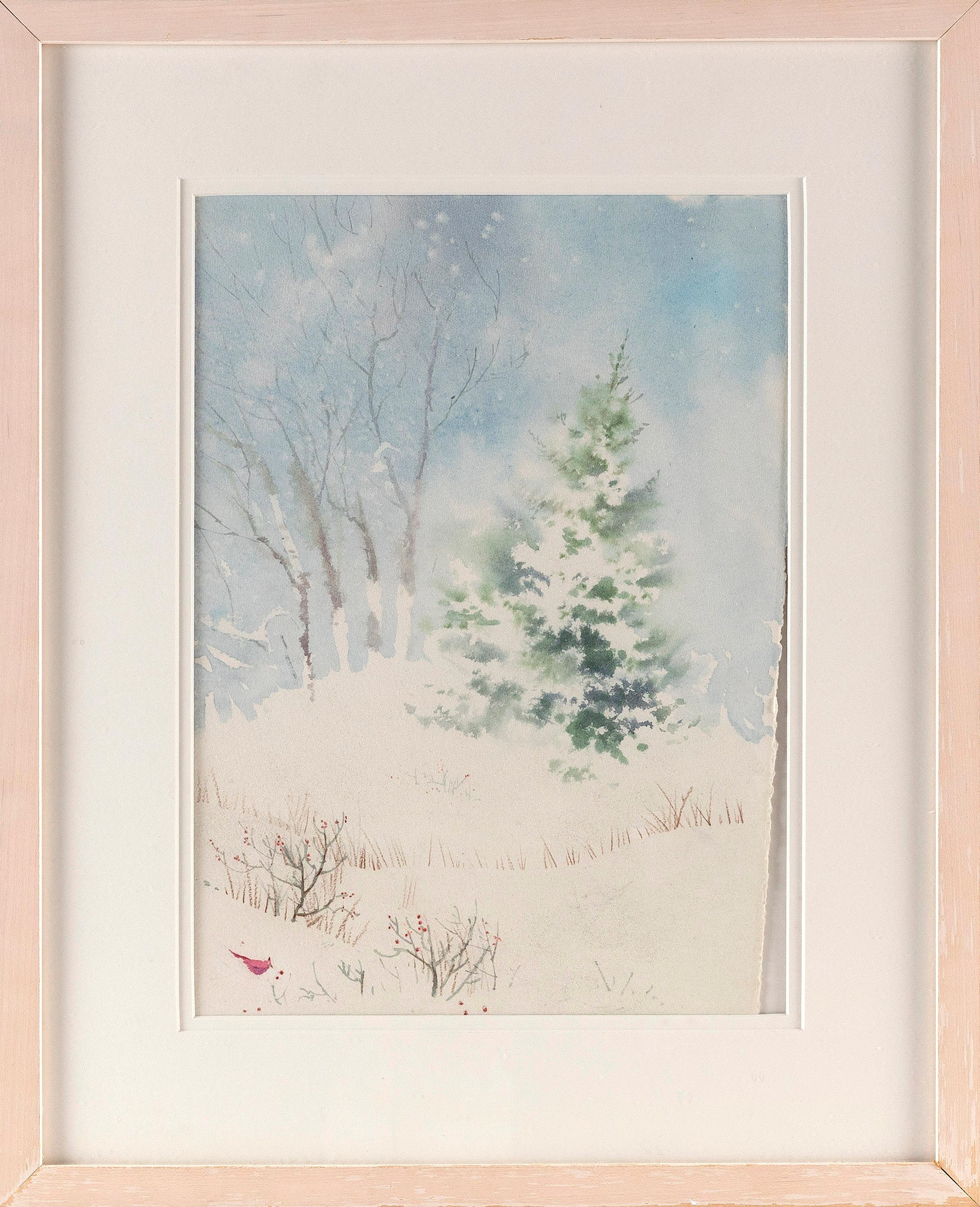 Harvey Dodd | Snow scene with cardinal. | MutualArt
