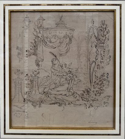 French School, 18th Century | Turc sous un dais entrainé par un putti ...