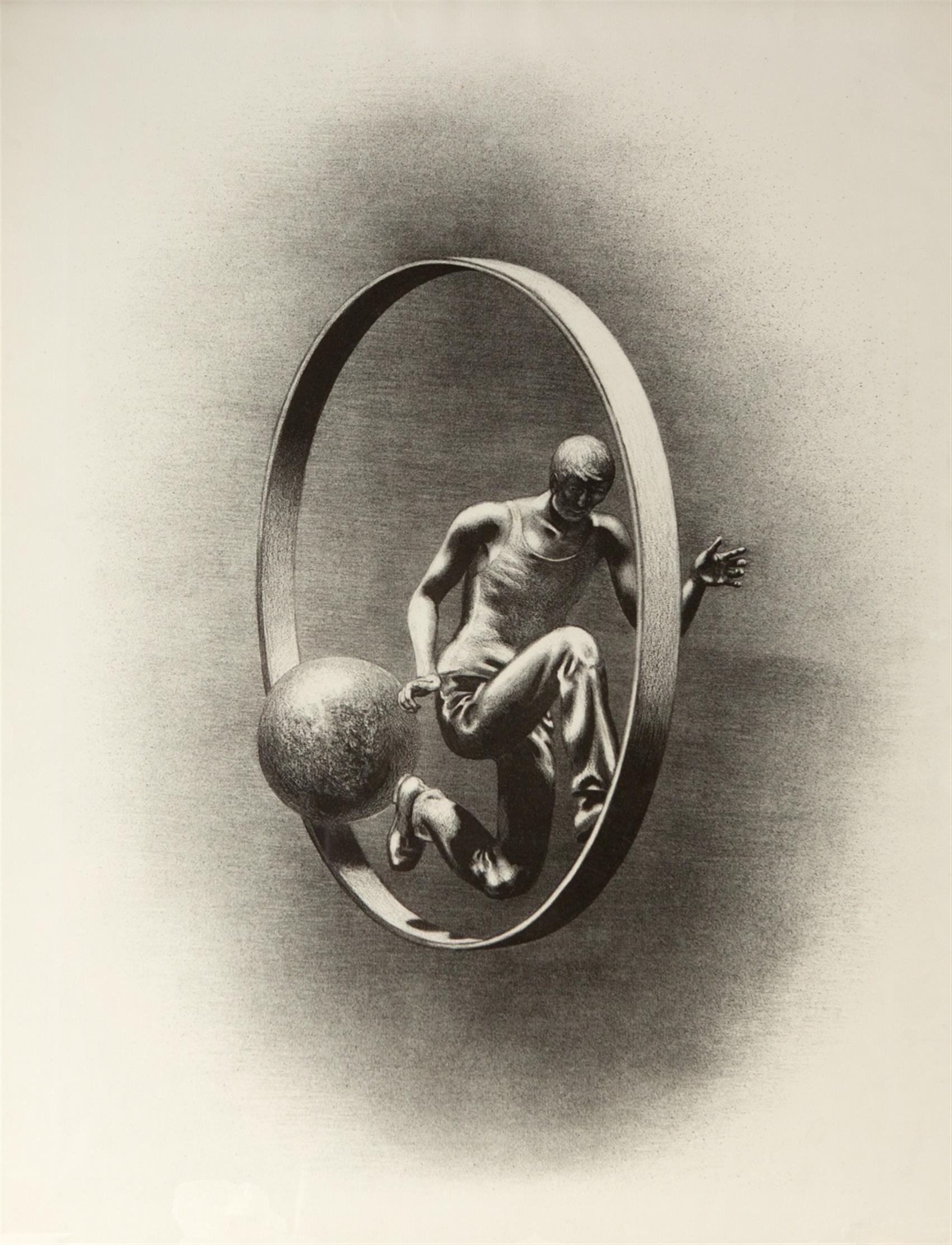 Wolfgang Mattheuer | SISYPHUS IN THE WHEEL (1971) | MutualArt