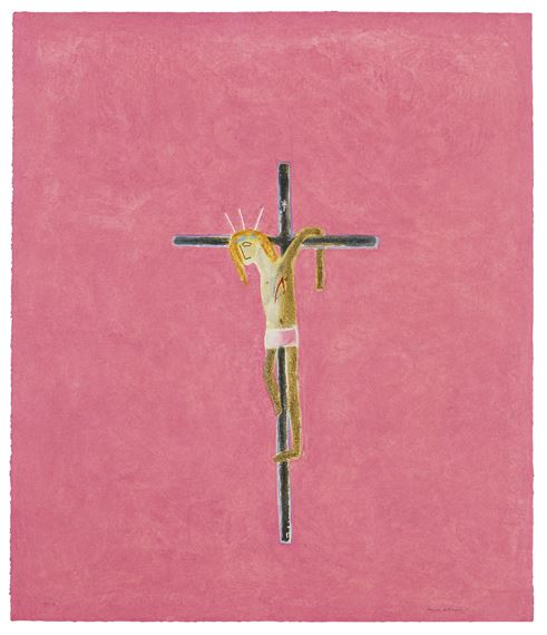 Craigie Aitchison | Pink Crucifixion (2004) | MutualArt