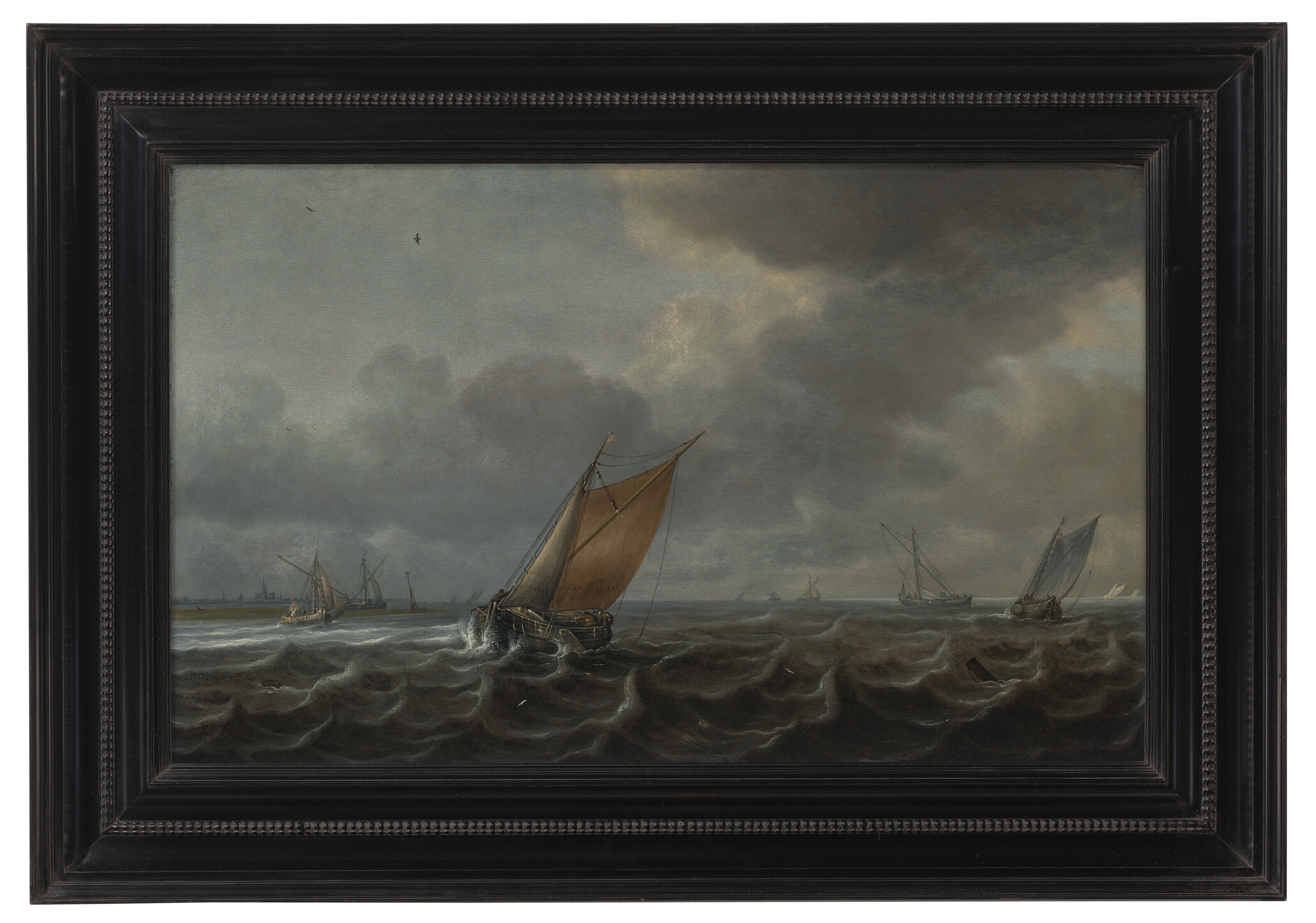Willem Van Diest | Smalschepen offshore as a storm approaches | MutualArt