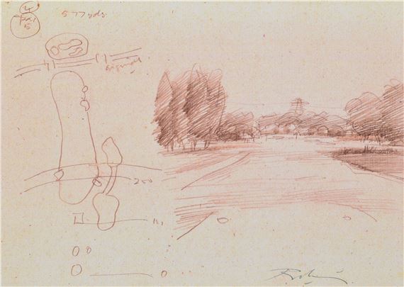Harold Riley | Golf course sketch | MutualArt