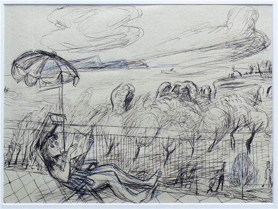 Karl Hubbuch | Liegende Hilde (Ehefrau) | MutualArt