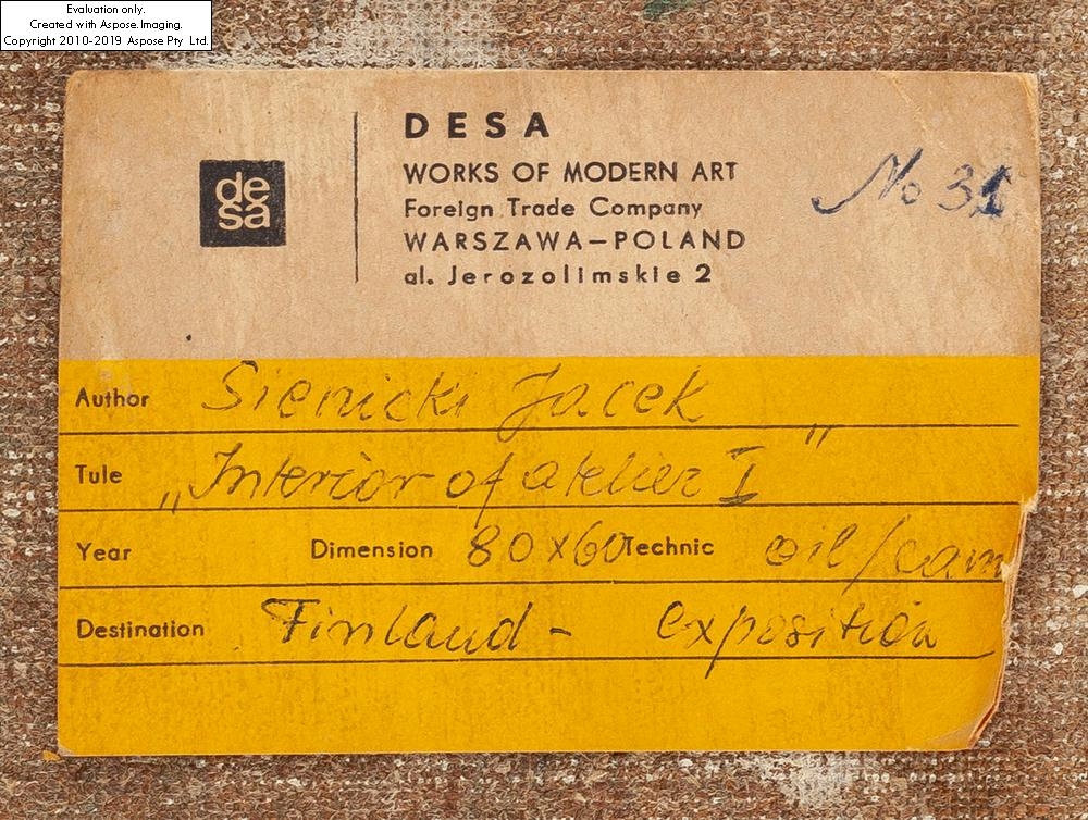 Jacek Sienicki | Interior I (1970) | MutualArt