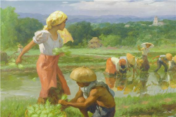 Fernando Amorsolo | 'Planting' (Rice) (1955) | MutualArt