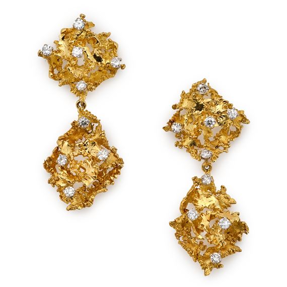 Alan Gard | Pair of Diamond and Gold Earrings with Detachable Drops ...