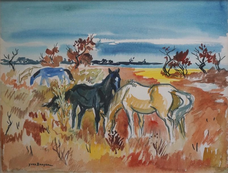 Yves Brayer | Chevaux en Camargue (1907) | MutualArt