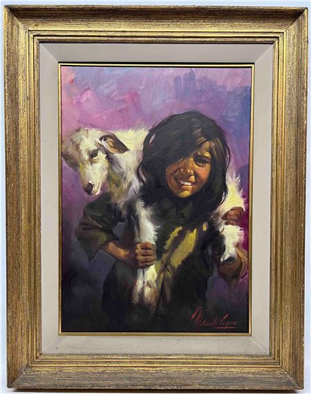 Morando Luque | Niña con cabra | MutualArt