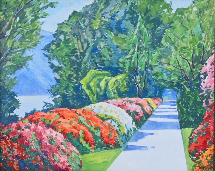Willy Kukuk | Düsseldorf Rhododendronblüte am Gebirgssee | MutualArt