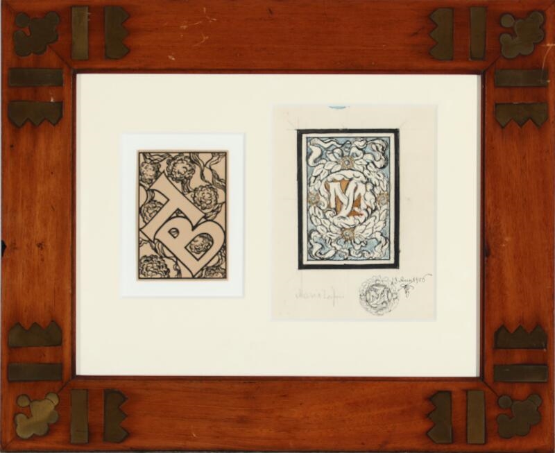 Thorvald Bindesbøll | Two ex-libris in original frame (1900) | MutualArt