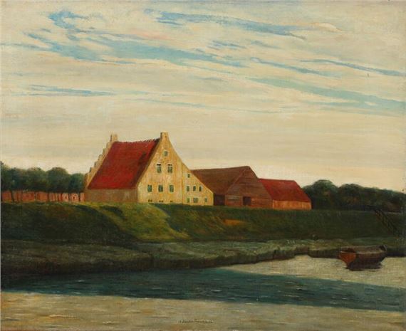 Johan Gudmann Rohde | Warehouse by a canal outside Medemblik (1892 ...