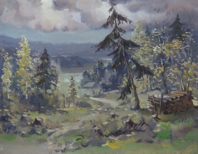 Arnolds Spalvins | Kalna nogāze pie Gaujas 1942 (1942) | MutualArt