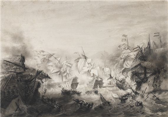 Continental School, 18th Century | An intense naval battle | MutualArt