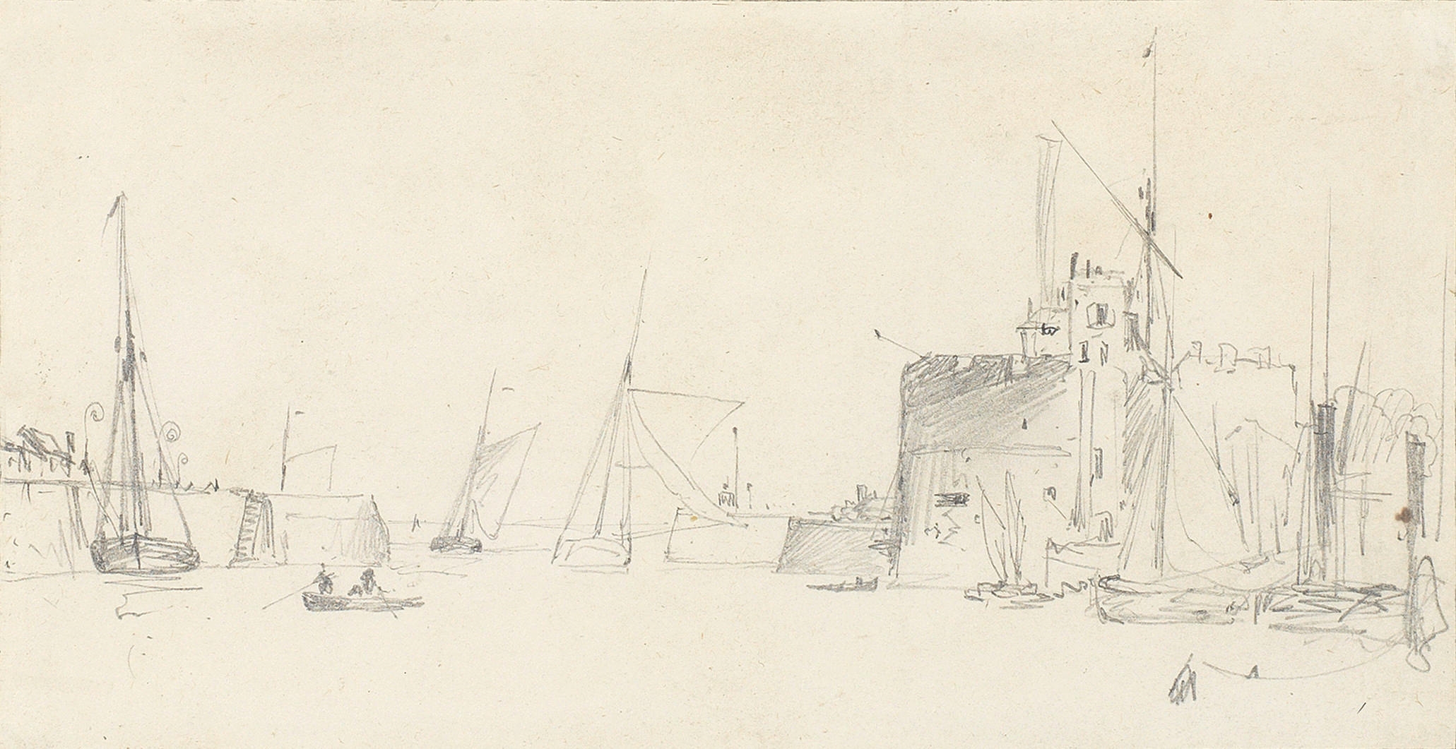 Edward William Cooke | A group of 7 pencil drawings of boats including ...