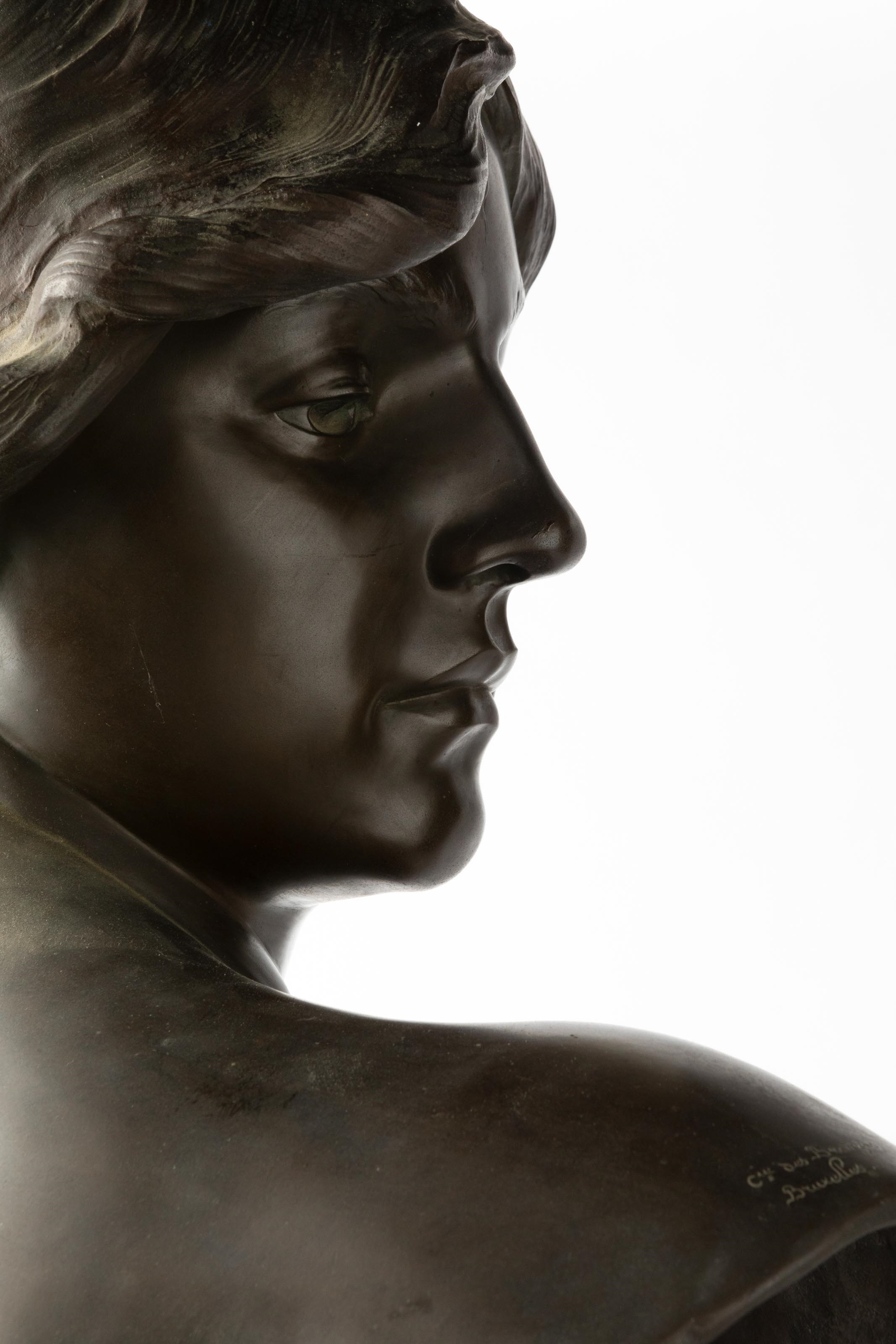 Emile Louis Jespers | Bust of a young woman looking over her right ...