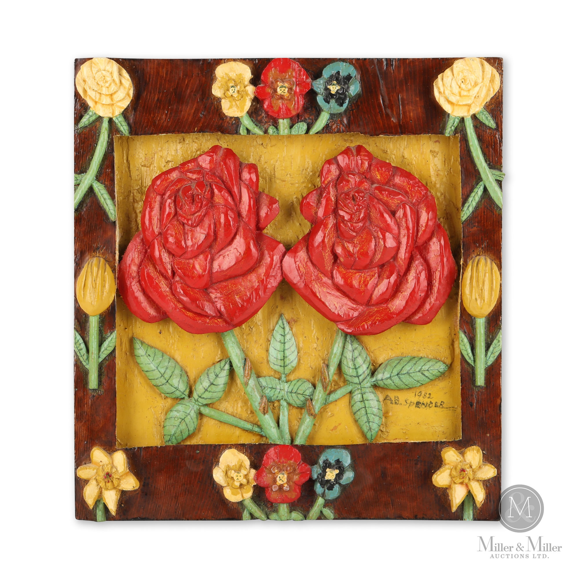 Sam Spencer | Relief Carving Of Flowers And Bees (1962) | MutualArt