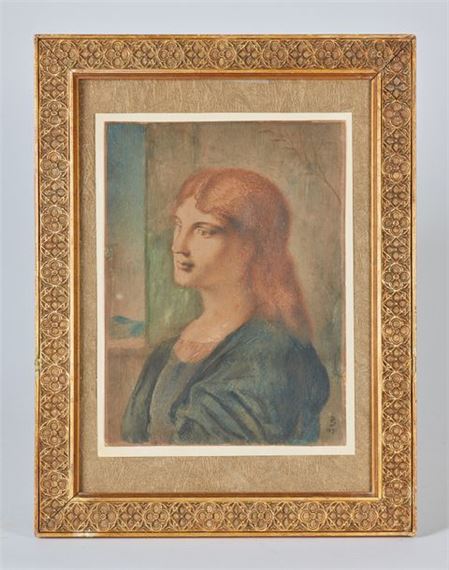 Simeon Solomon | Portrait of a woman in a green dress (1891) | MutualArt