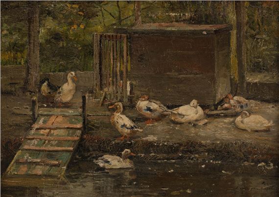Louis Van Engelen | The duck pen (1891) | MutualArt