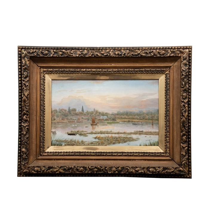 A. Mayer | Paisaje con lago y veleros | MutualArt