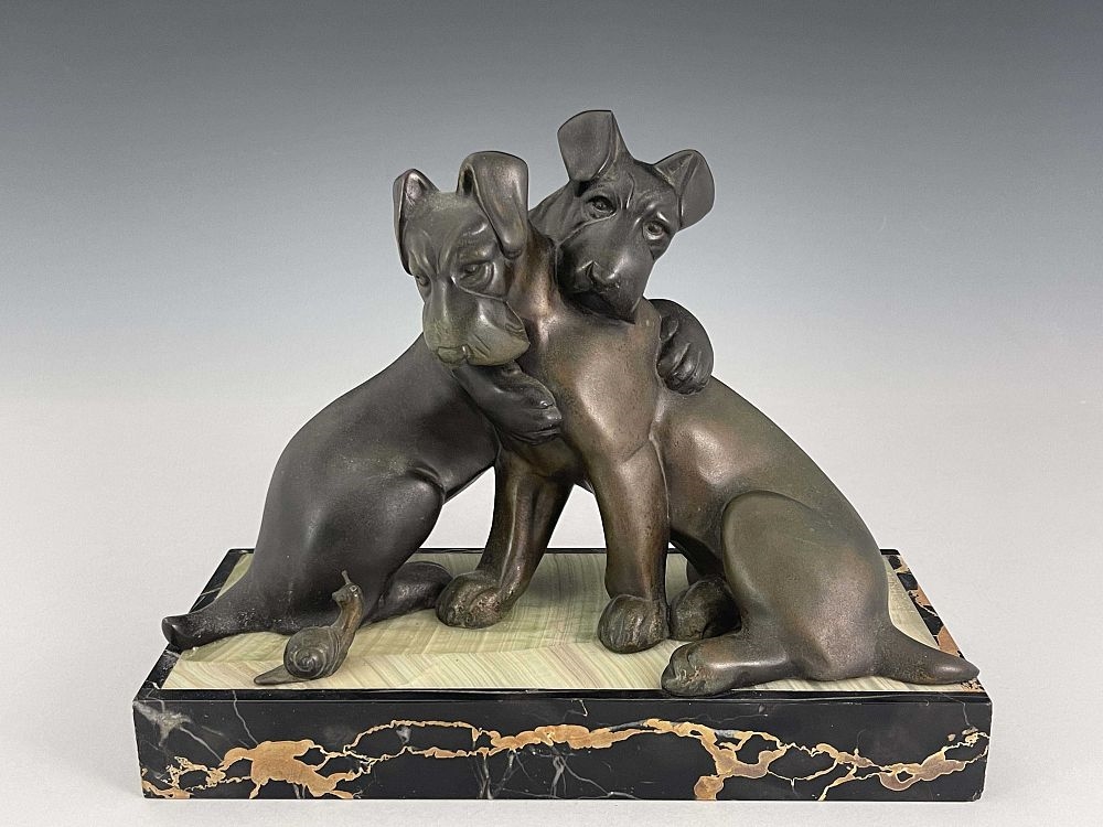 Irénée Rochard | Two dogs embracing, and a snail (Circa 1925) | MutualArt
