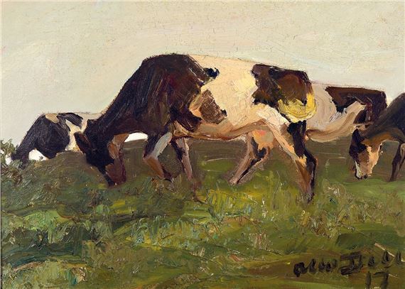 Otto Dill | group of grazing cows | MutualArt