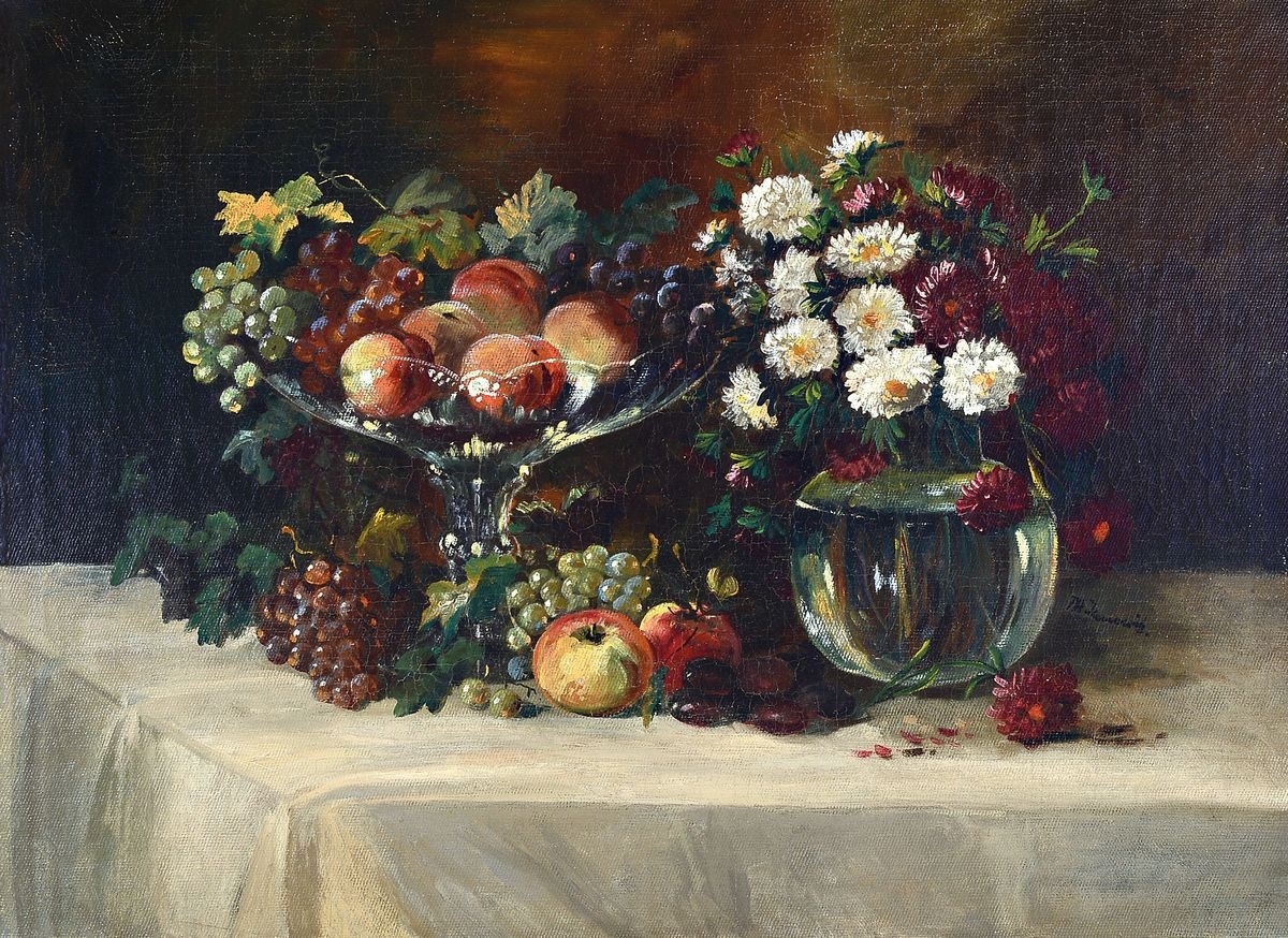 P. H. Janowitz | lush fruit and still life with flowers | MutualArt
