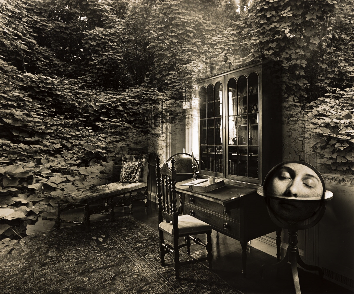 Jerry Uelsmann | Untitled (room with forest and face in globe). (1982 ...