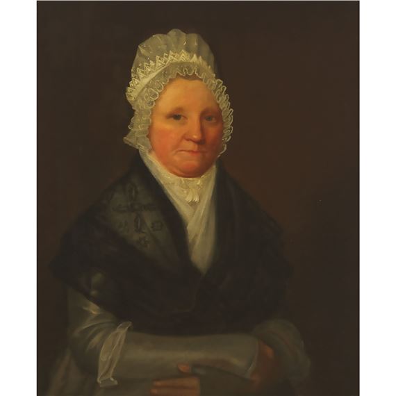 Cyrenius Hall | PORTRAIT OF A LADY WEARING A BONNET & BLACK SHAWL; A ...