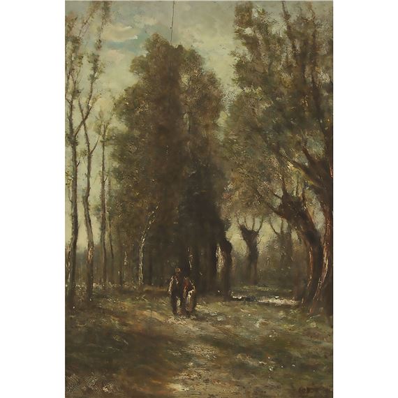 Jean Baptiste Camille Corot | TWO FIGURES IN A WOOD | MutualArt