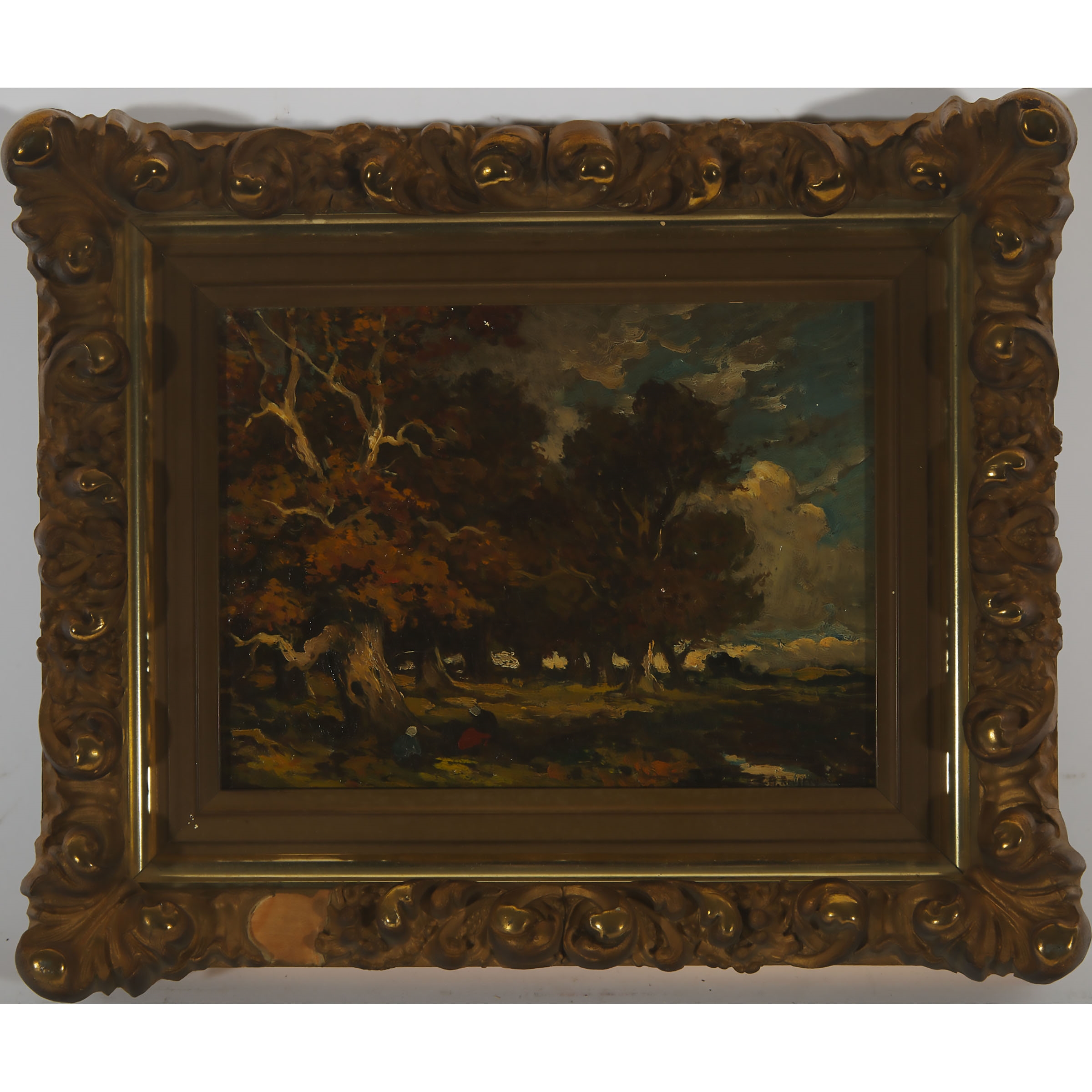 Théodore Rousseau | BARBIZON LANDSCAPE WITH FIGURES SEATED UNDER A TREE ...